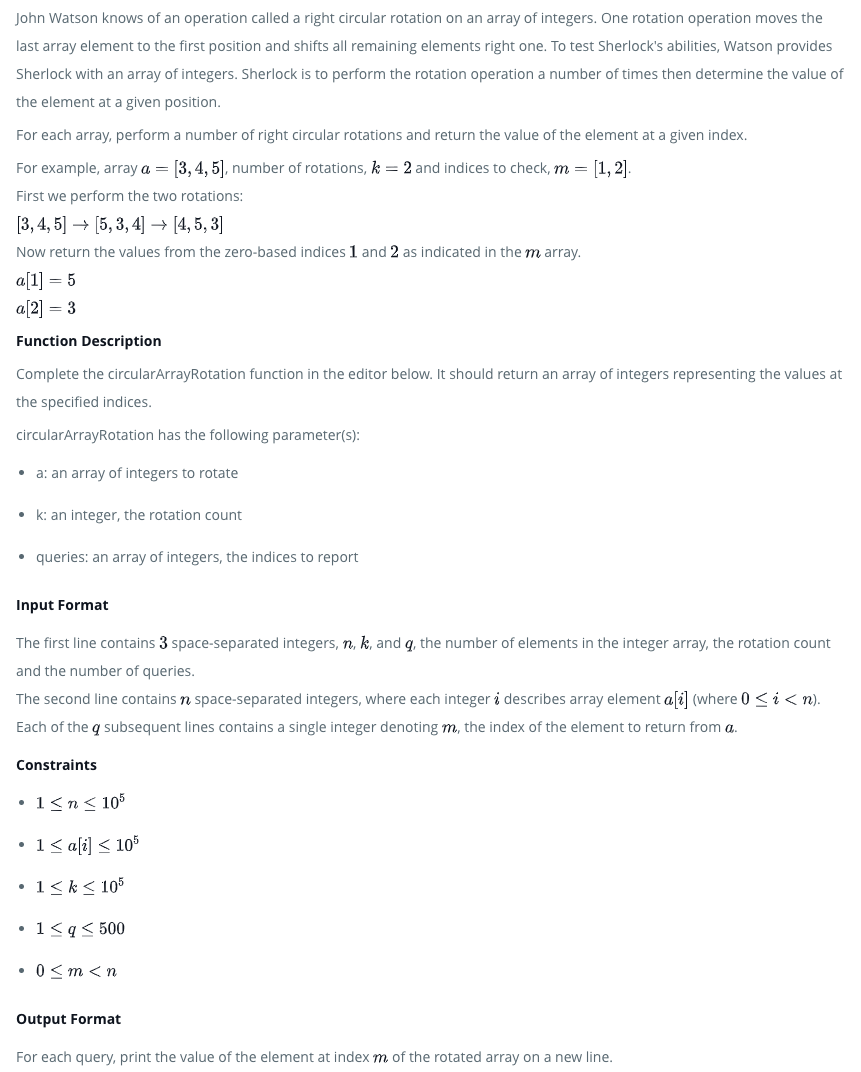 Circular Array Rotation Algorithmsimplementation Kickstart Coding