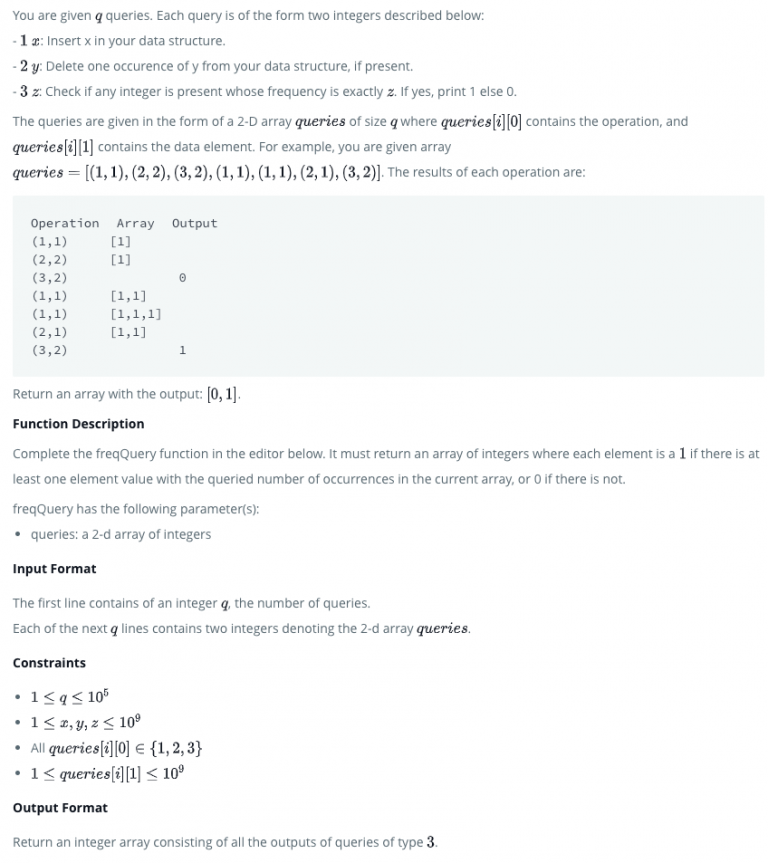 Frequency Queries – Kickstart Coding