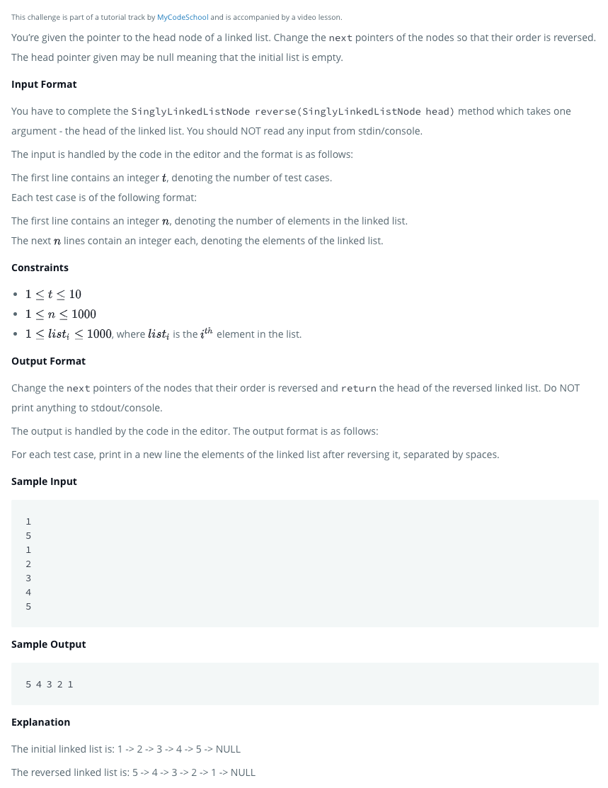 Reverse a linked list – Kickstart Coding