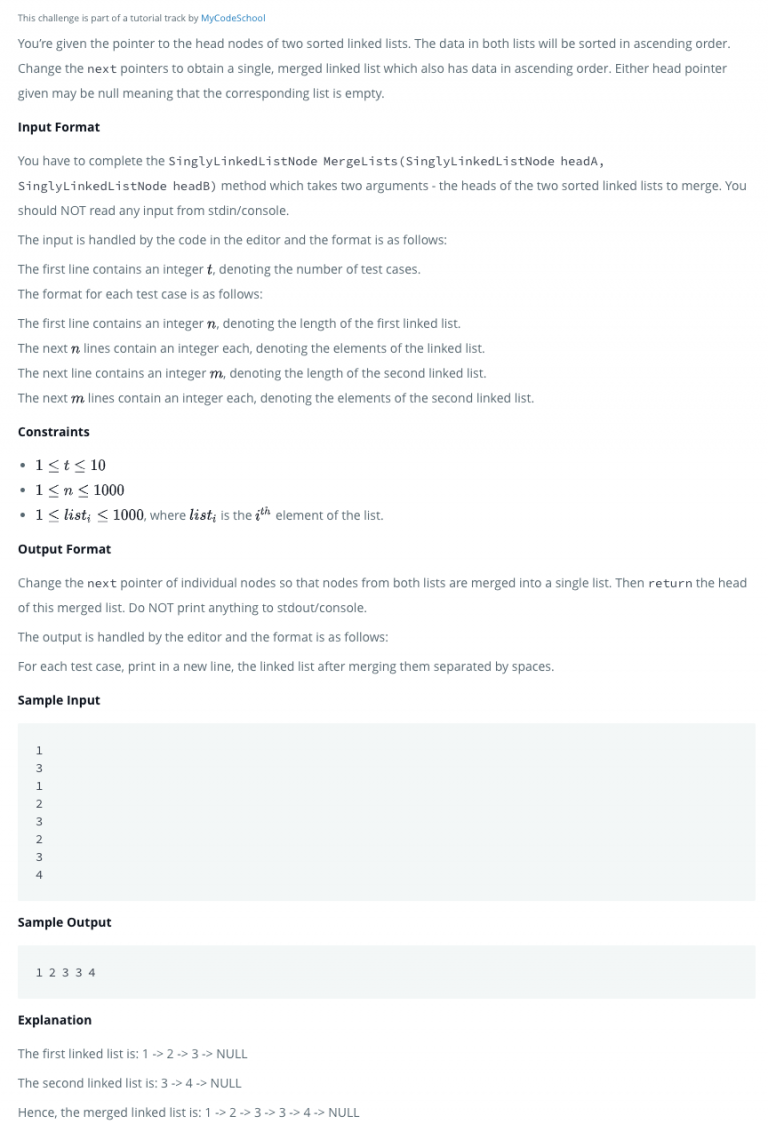 Merge two sorted linked lists – Kickstart Coding Merge two sorted linked lists – Kickstart Coding