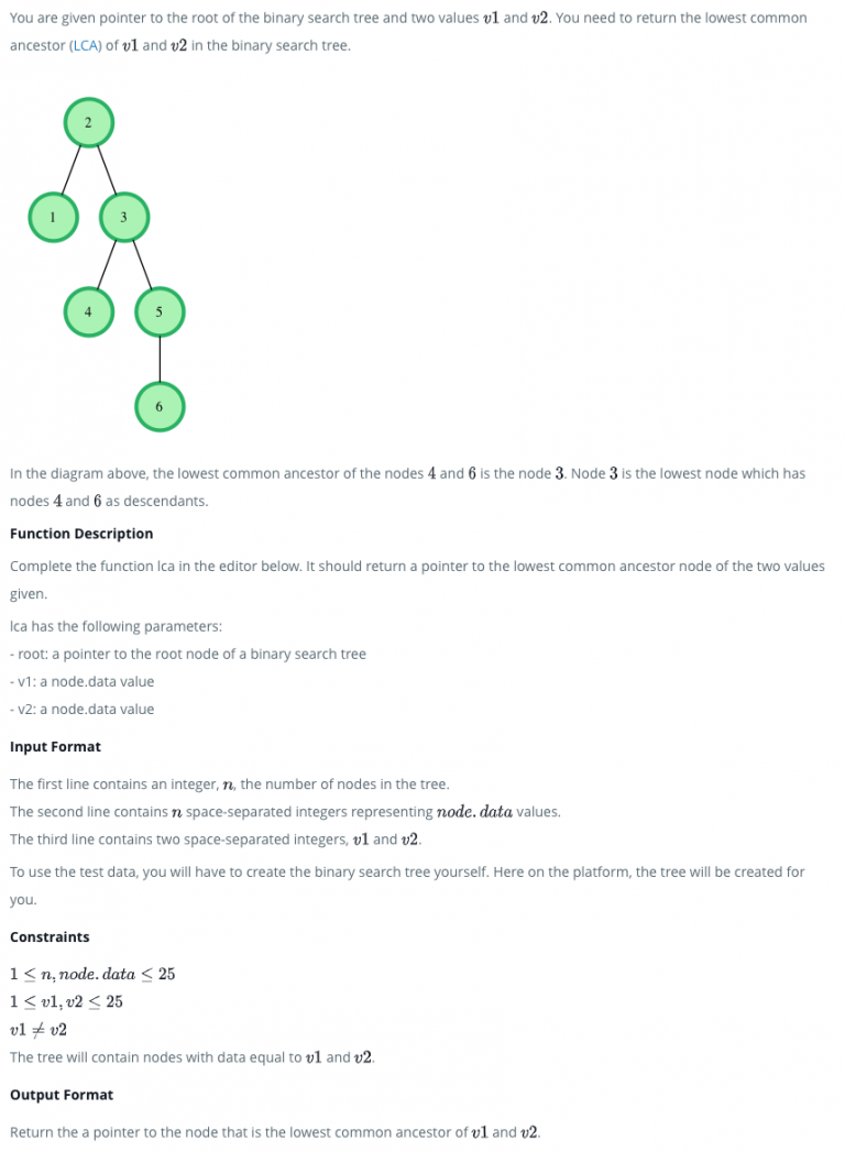 Binary Search Tree : Lowest Common Ancestor – Kickstart Coding