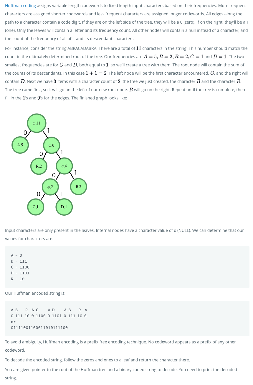 Tree: Huffman Decoding – Kickstart Coding