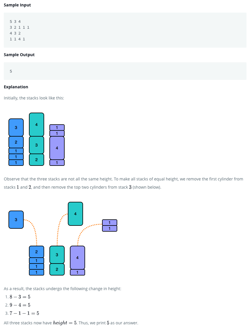 Equal Stacks – Kickstart Coding