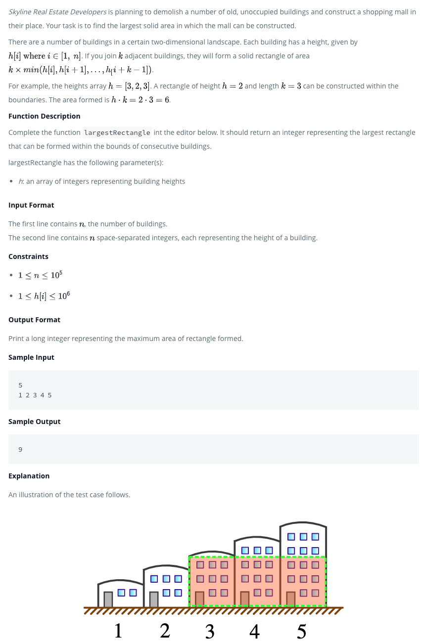 Largest Rectangle – Kickstart Coding