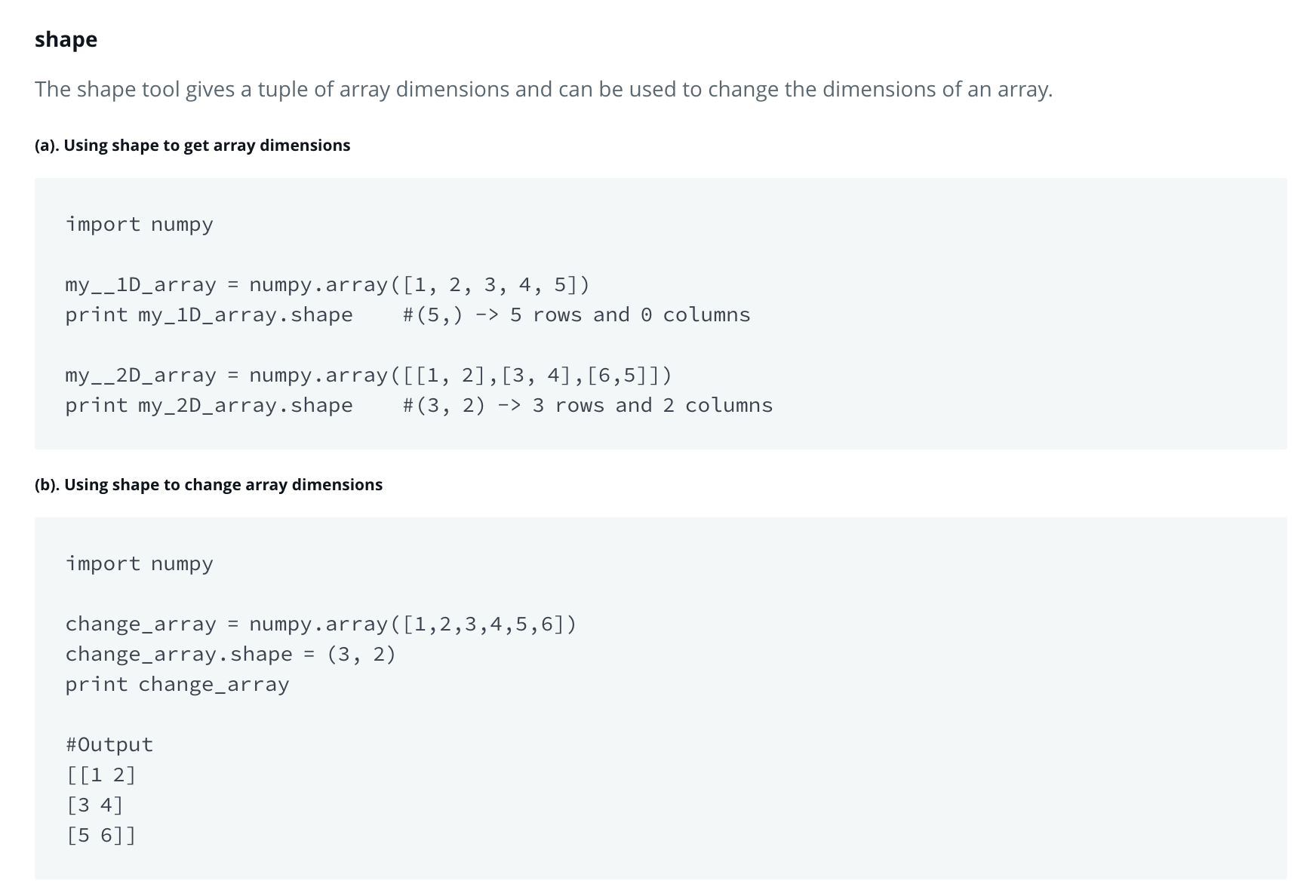 Shape and Reshape – Kickstart Coding