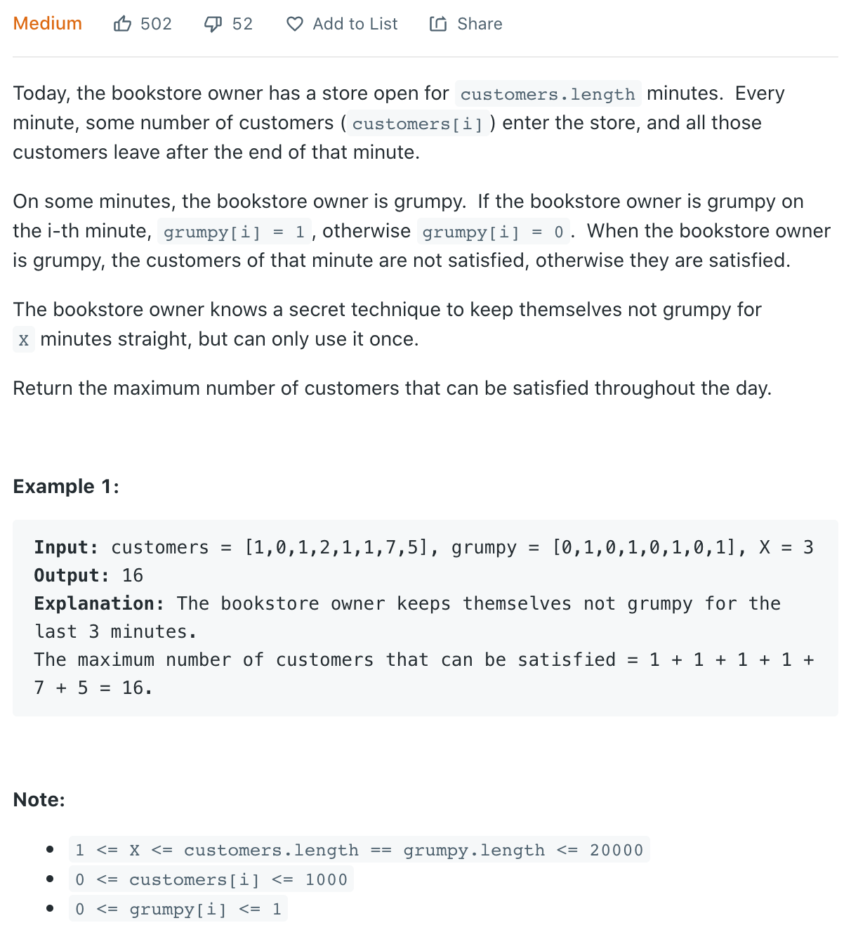 1052. Grumpy Bookstore Owner – Kickstart Coding