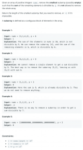 1590. Make Sum Divisible by P – Kickstart Coding