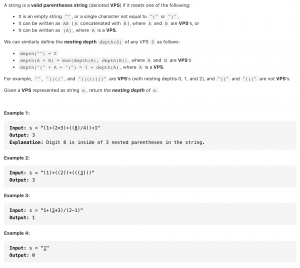 5535. Maximum Nesting Depth of the Parentheses – Kickstart Coding