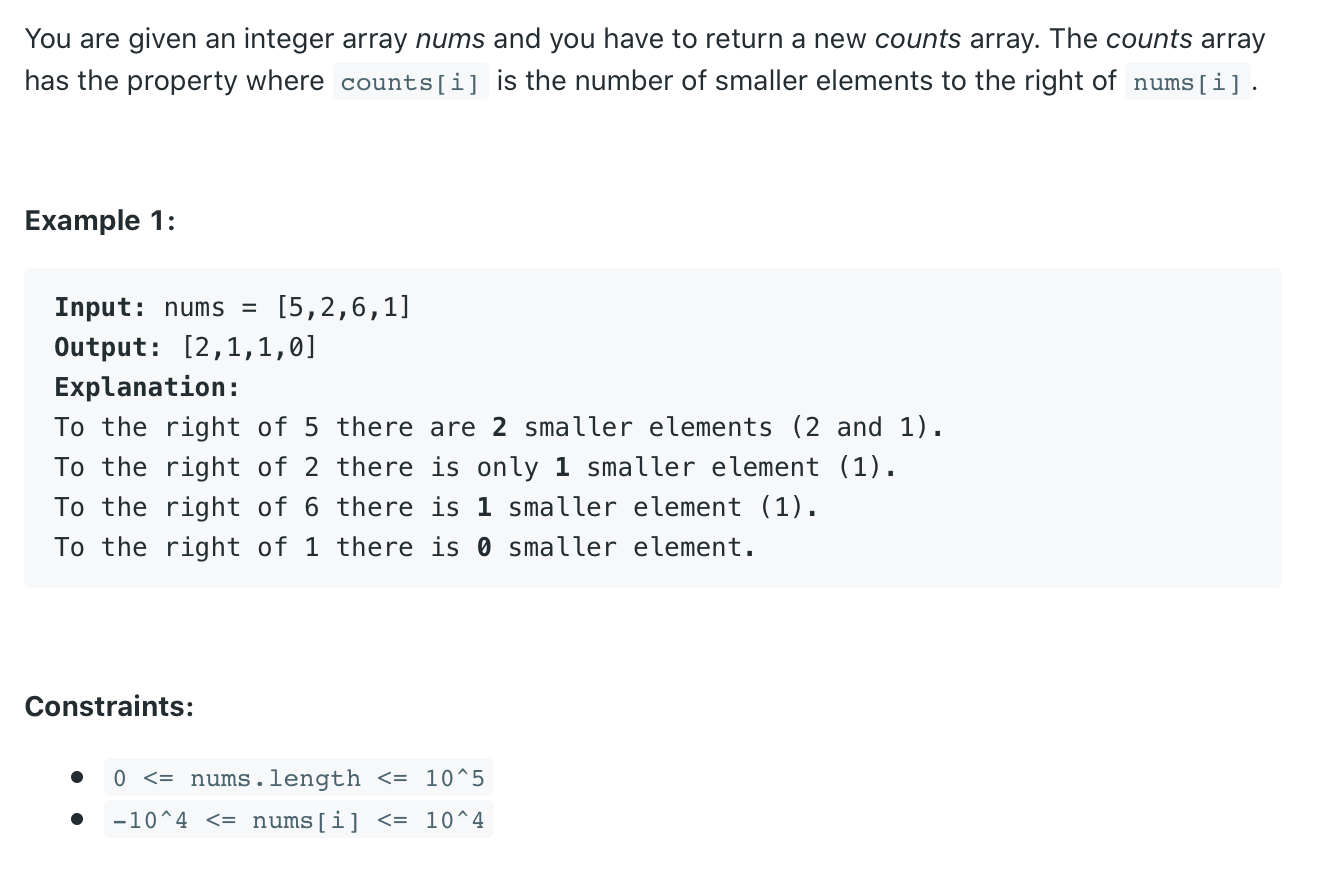 315 Count Of Smaller Numbers After Self Kickstart Coding