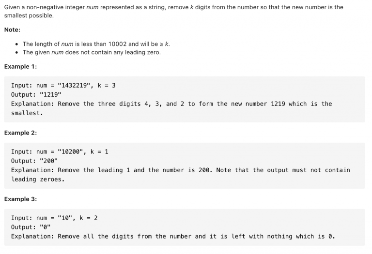 402. Remove K Digits – Kickstart Coding