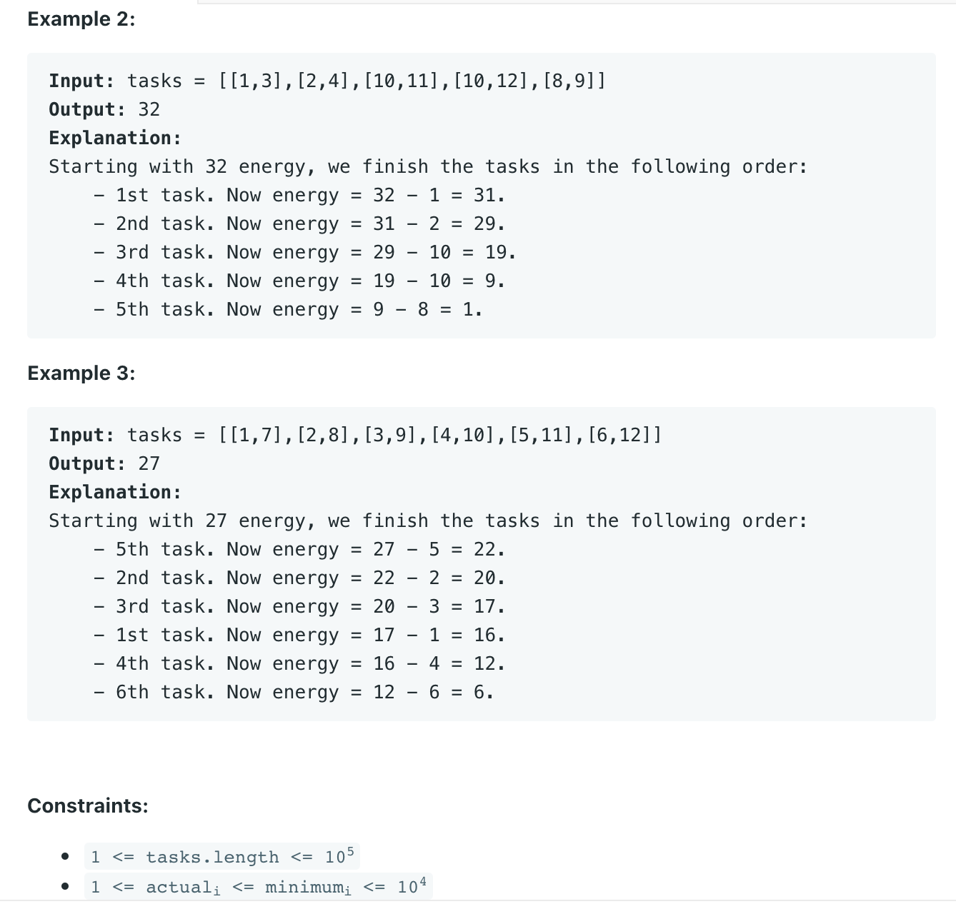 1665. Minimum Initial Energy to Finish Tasks – Kickstart Coding