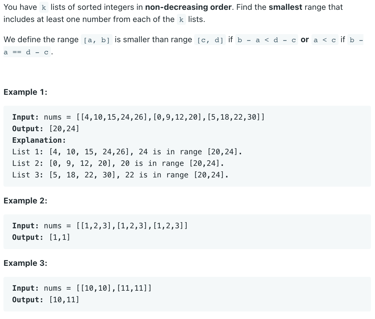 632. Smallest Range Covering Elements from K Lists – Kickstart Coding