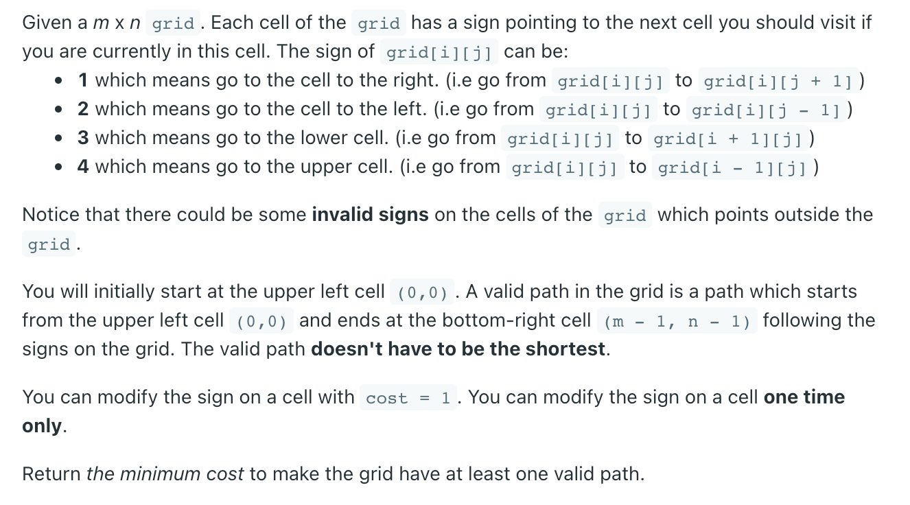1368. Minimum Cost to Make at Least One Valid Path in a Grid – Kickstart Coding
