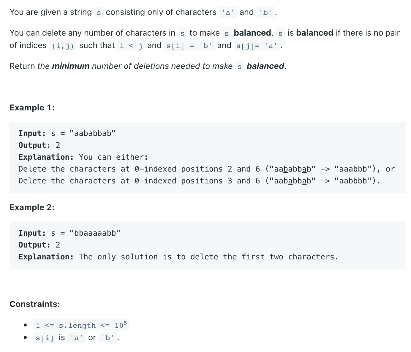 1653 Minimum Deletions To Make String Balanced Kickstart Coding