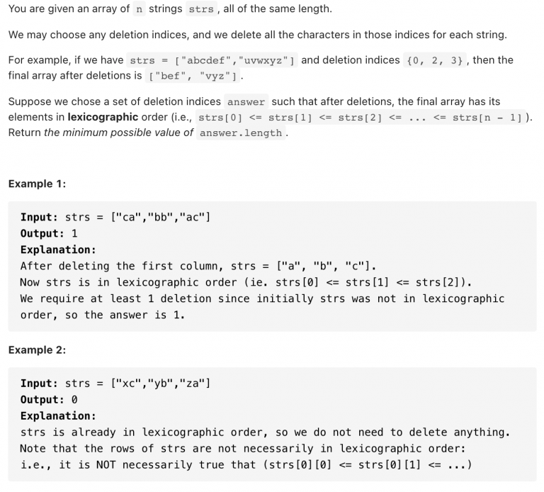 955 Delete Columns To Make Sorted Ii Kickstart Coding