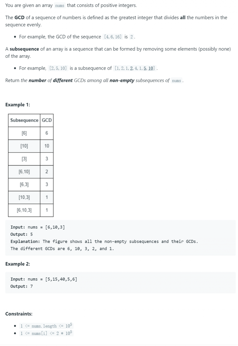 1819. Number of Different Subsequences GCDs – Kickstart Coding