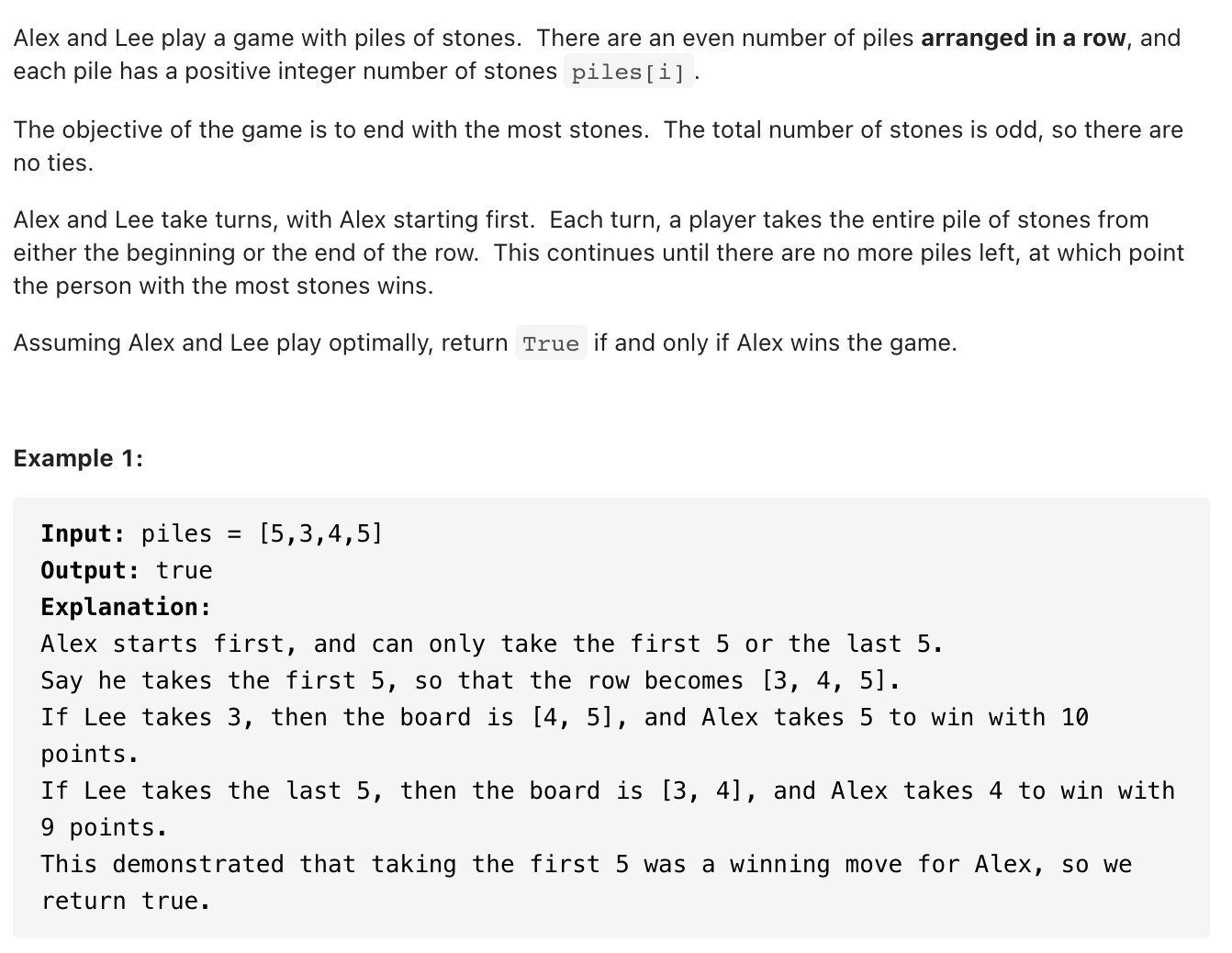 877. Stone Game – Kickstart Coding