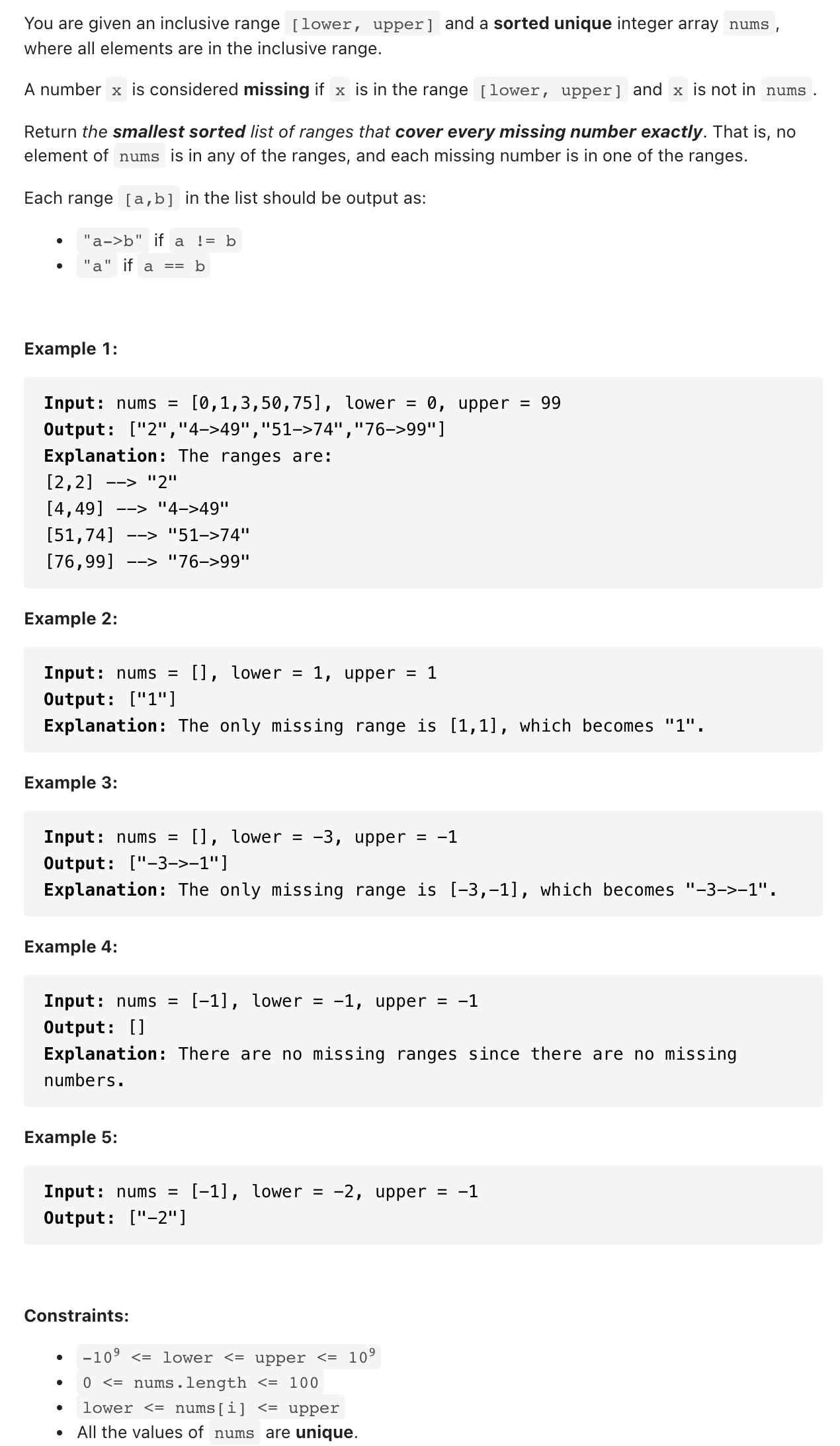 163 Missing Ranges Kickstart Coding