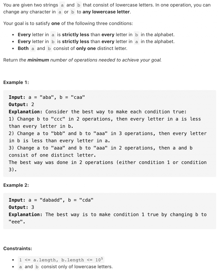 1737. Change Minimum Characters to Satisfy One of Three Conditions ...