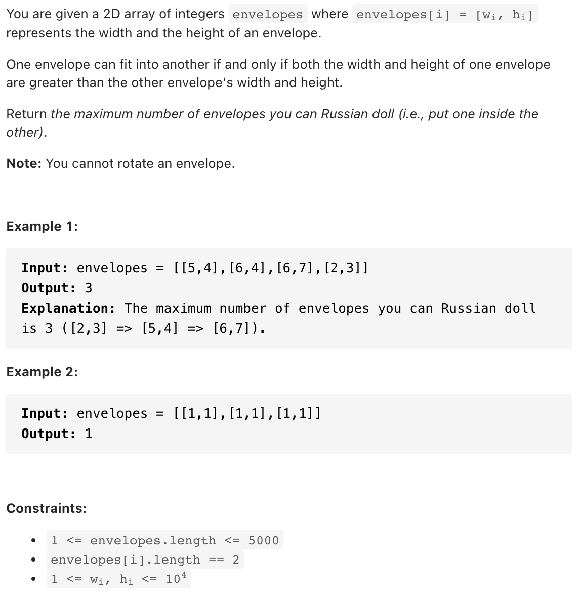 354. Russian Doll Envelopes – Kickstart Coding