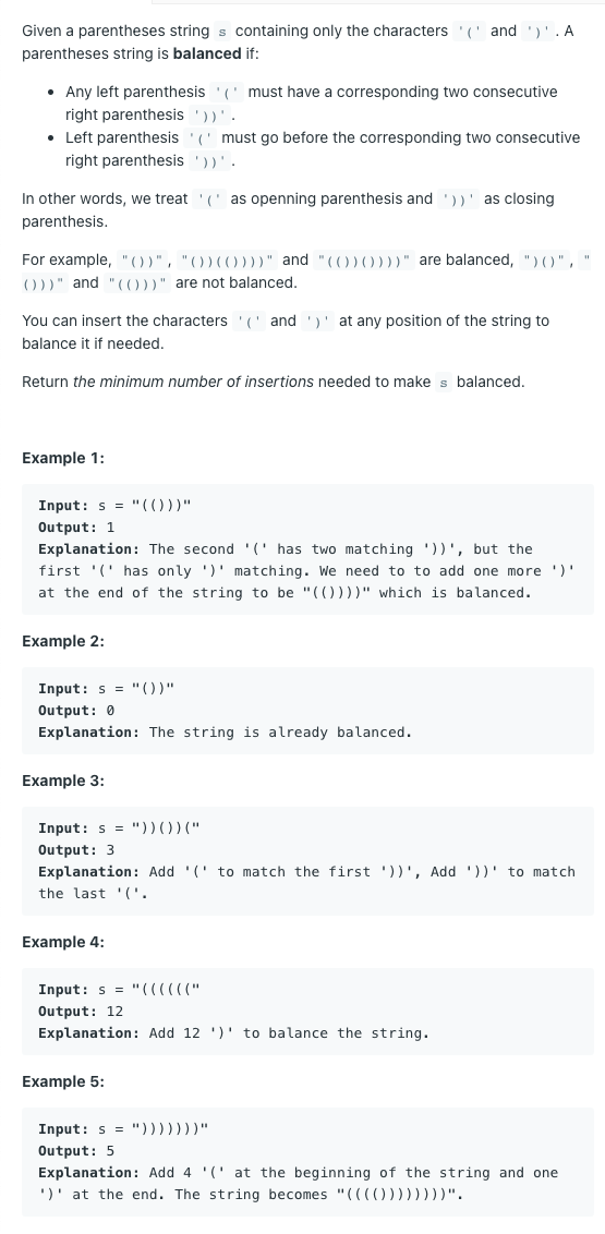 1541. Minimum Insertions to Balance a Parentheses String – Kickstart Coding