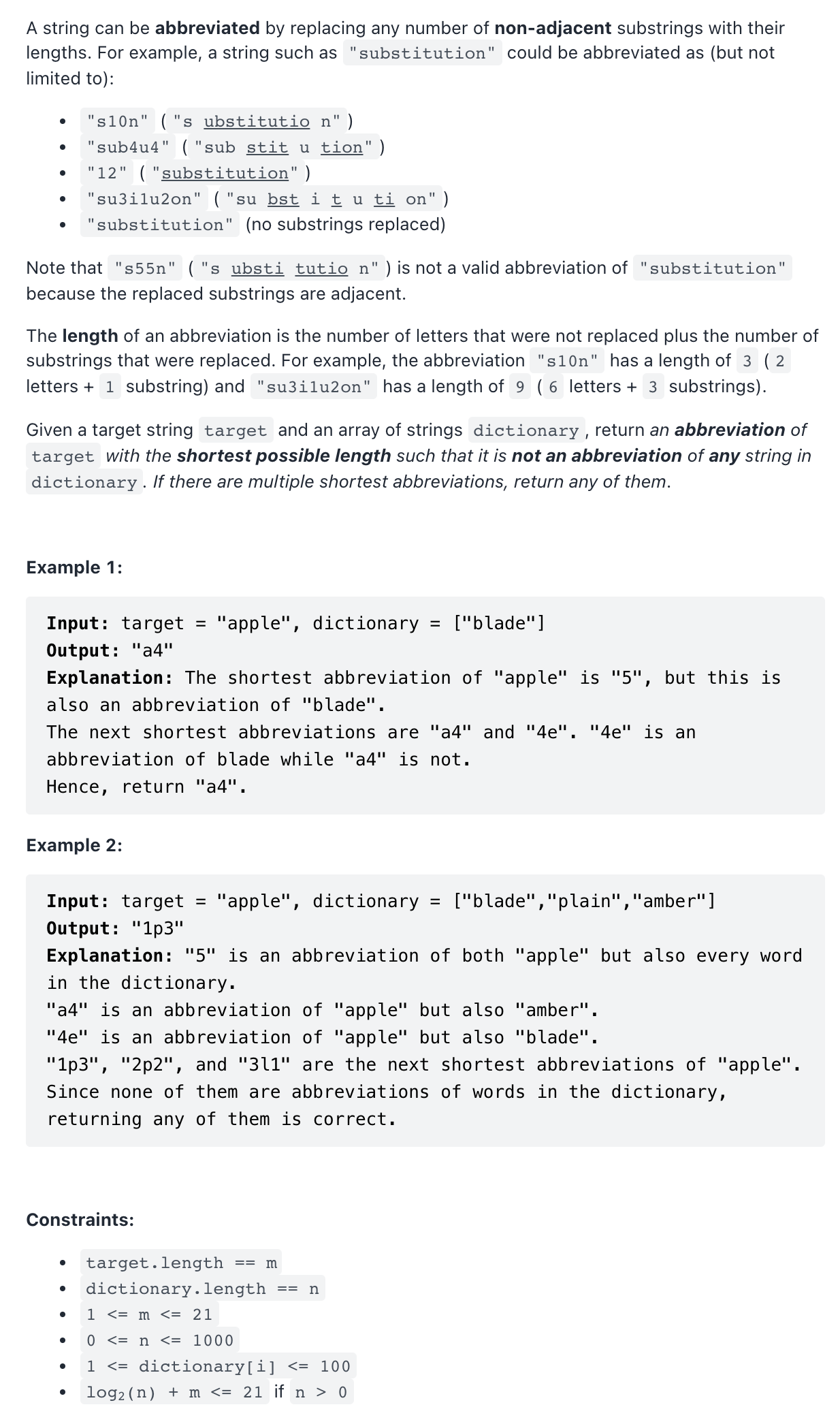411. Minimum Unique Word Abbreviation – Kickstart Coding