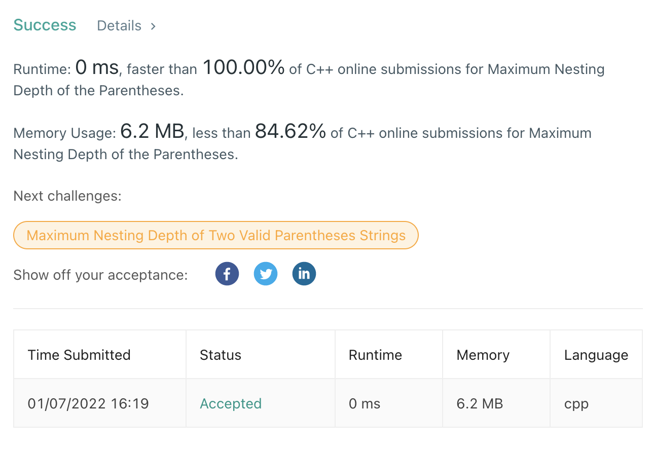 1614. Maximum Nesting Depth of the Parentheses – Kickstart Coding
