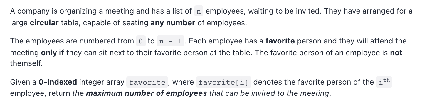 2127. Maximum Employees to Be Invited to a Meeting – Kickstart Coding