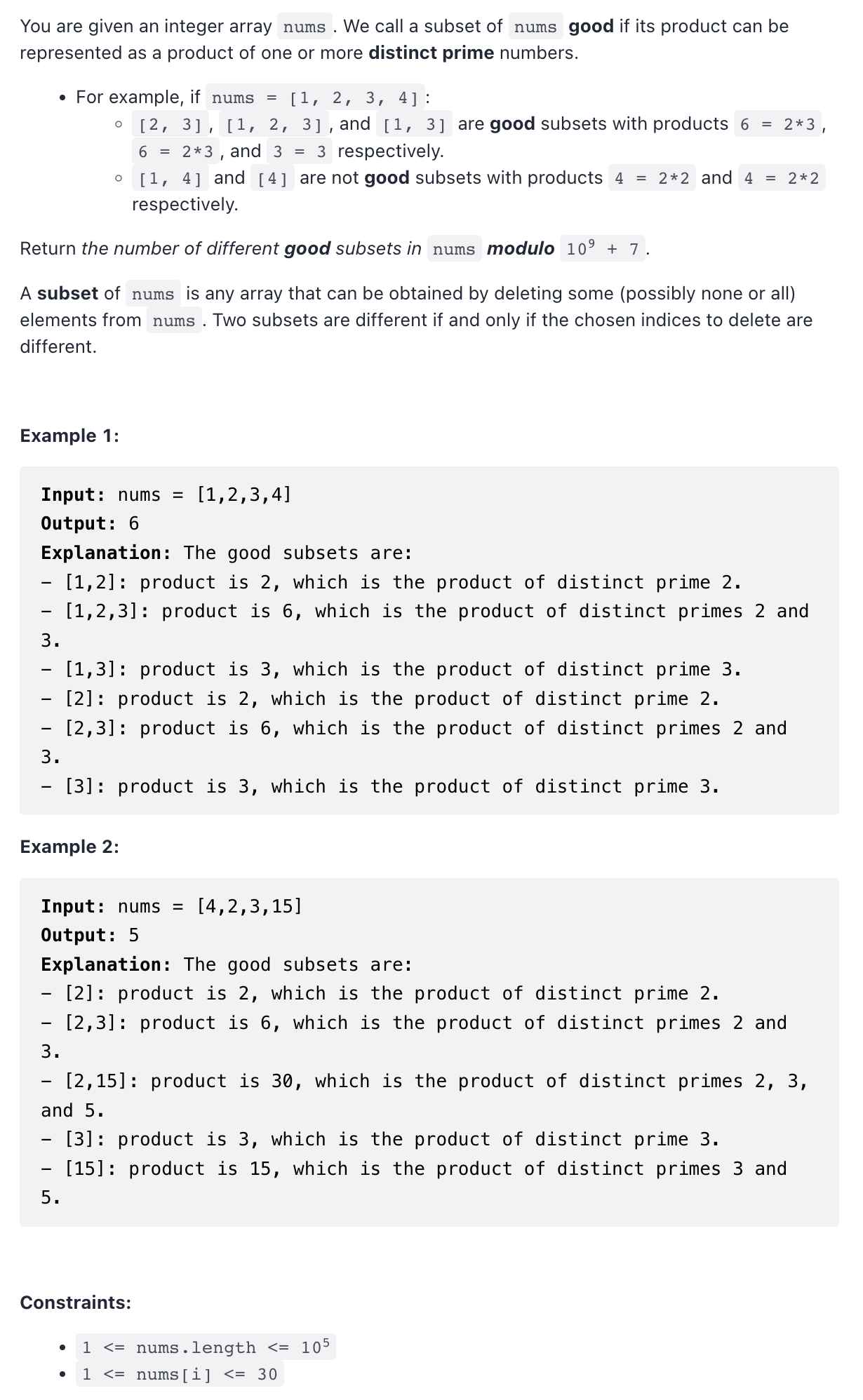 1994. The Number of Good Subsets – Kickstart Coding