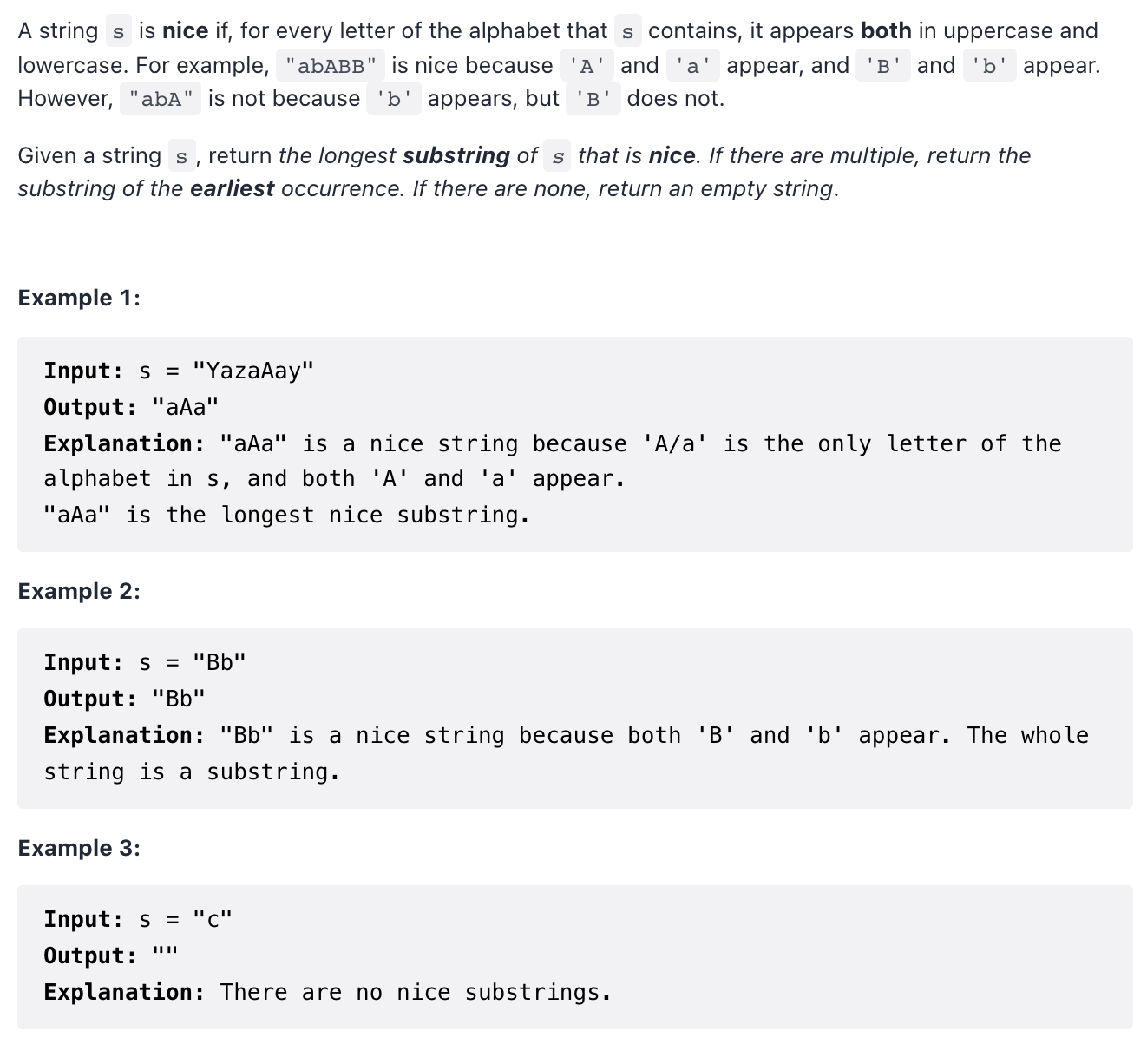 1763. Longest Nice Substring – Kickstart Coding